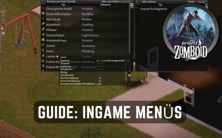 Project Zomboid Guide Menüs im Spiel verstehen lernen